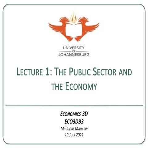Lecture 1 - Public Sector and the Economy.pdf | Government Support and ...
