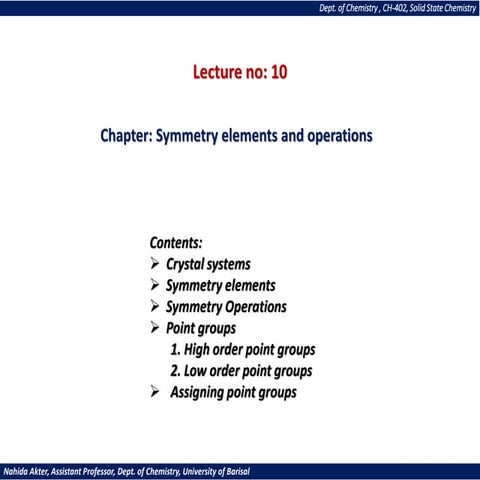 SYMMETRY ELEMENTS AND SYMMETRY OPERATIONS | PPTX