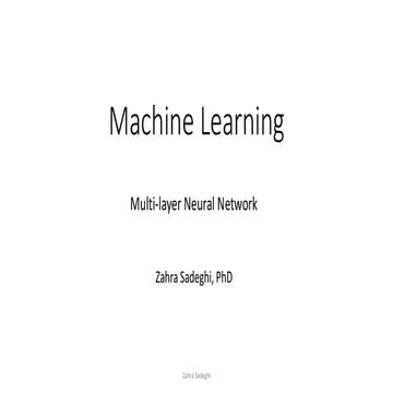 Machine Learning Lectures Multi layer Neural Networks | PDF