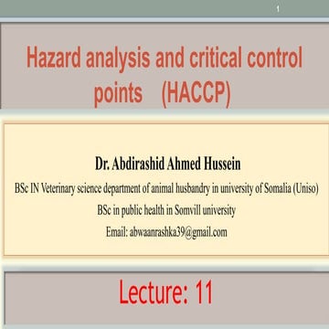 Lecture 11 hazard analysis and critical control point HACCP | PPT | Chemistry | Science