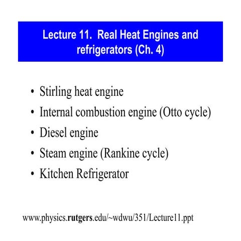 Lecture 17 heat engines and refrigerators | PPT