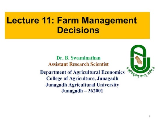 Lecture 16 Farm Planning | PPT