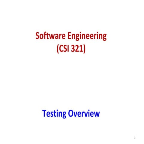 Software Engineering Testing Overview Ppt