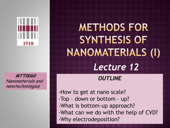 TOP-DOWN AND BOTTOM-UP APPROACH IN SYNTHESIS OF NANOPARTICLES.pptx | Chemistry | Science