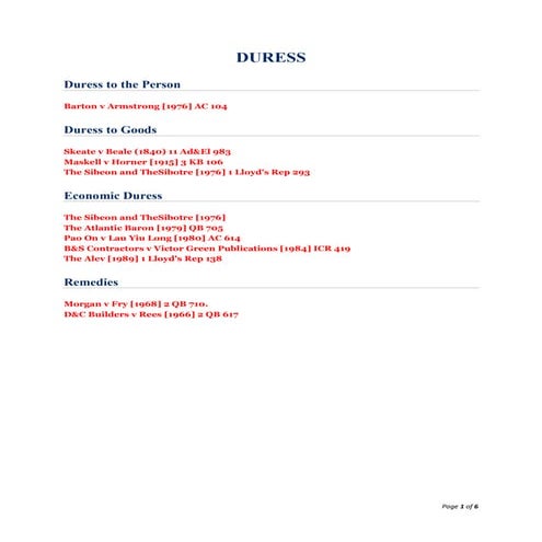 Lecture 13 duress - cases | DOCX