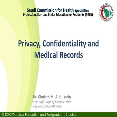 Lecture 13 privacy, confidentiality and medical records | PPT