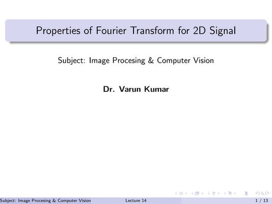 Lecture 16 Kl Transform In Image Processing Ppt 