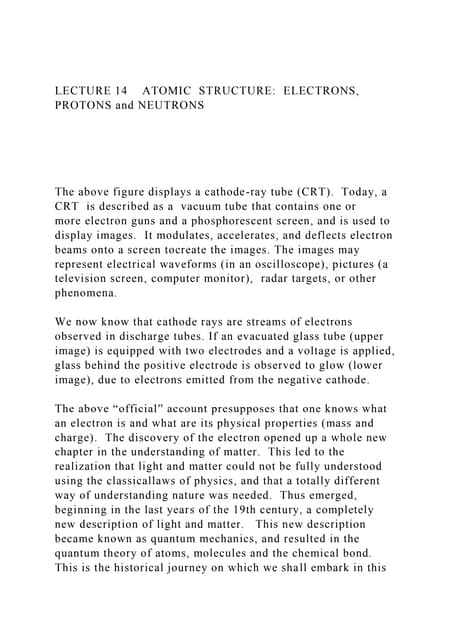 Cathode Ray Tube Experiment - J.J. Thomson | PPTX | Chemistry | Science