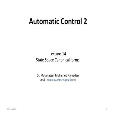 Lecture 14 State Space Canonical Forms Pdf