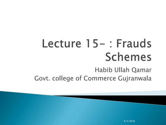Presentation on fraud prevention, detection & control | PPT