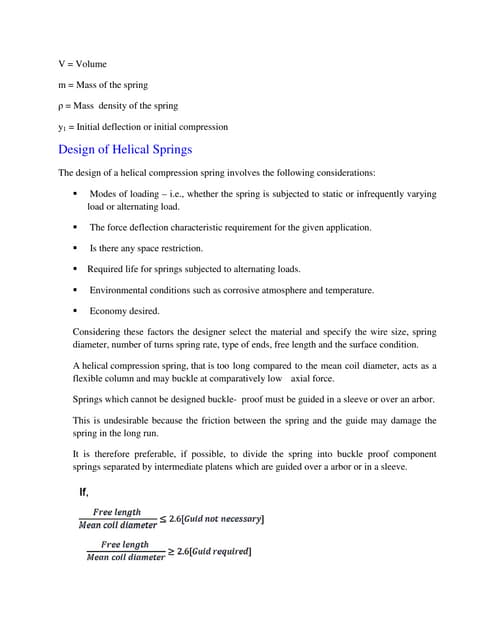 Design of helical spring against static loading | PPTX | Physics | Science