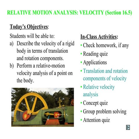 Relative velocity method, velocity & acceleration analysis of mechanism ...