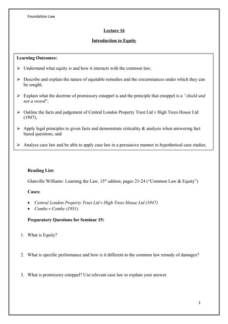 Lecture 11 handout law of torts | PDF