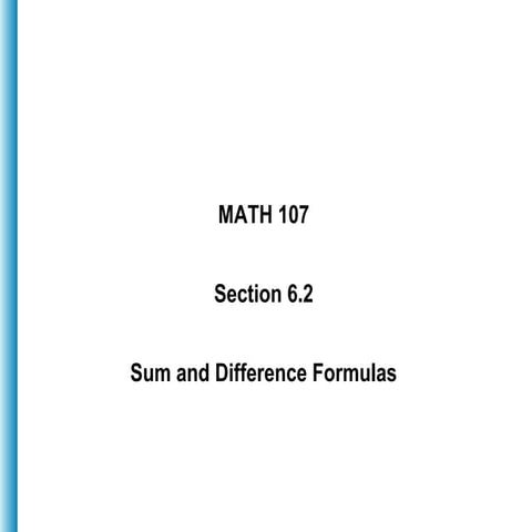 Lecture 16 section 6.2 sum-difference identities | PPT