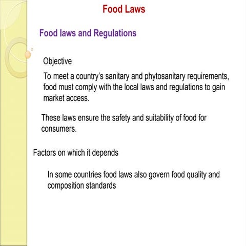 Laws and regulations related to food industries | PPTX
