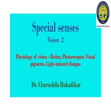 Lecture 2/2022 Special senses -Vision 2 -Physiology of vision – Retina ...