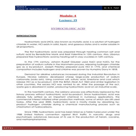 Lecture 19- Manufacturing of Hydrochloric acid from hydrogen and ...