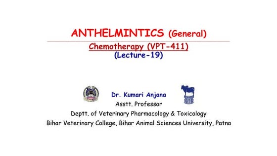 Classification of anthelmintics | PPTX