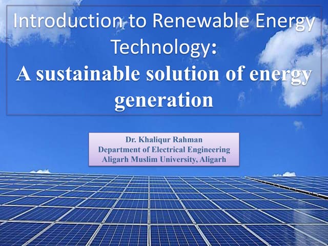Renewable Energy - Intro ppt | PPS