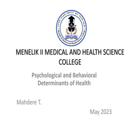 Lecture 1 Determinants Of Health 2023 Pdf