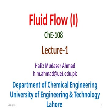 Introduction to Fluid Mechanics (Fluid Flow) | PPTX