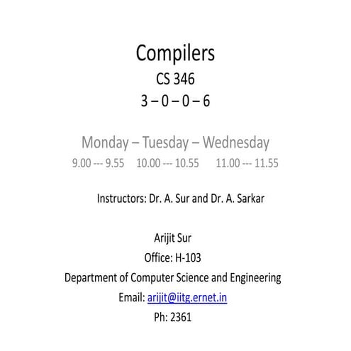Lecture1 Introduction Compilers Ppt 