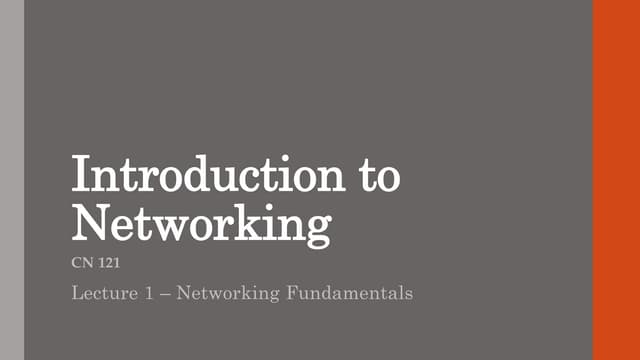 Lecture 1 Introduction To Networking 1 Ppt
