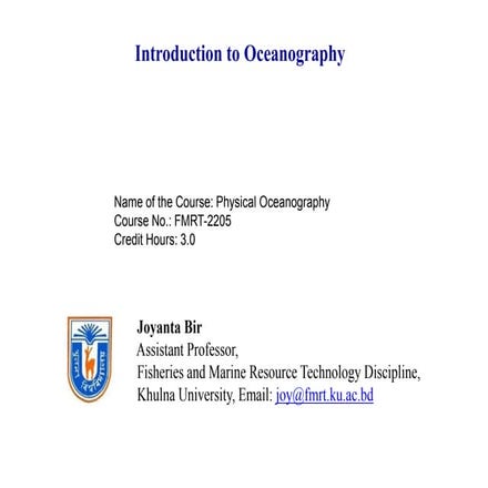 introduction to oceanography and history of ocean science | PPTX