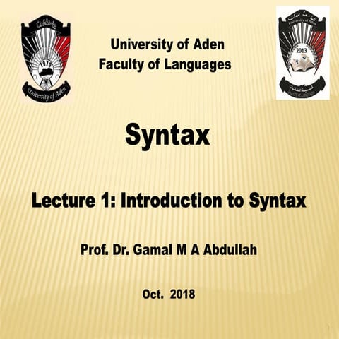 Lecture 1 Introduction To Syntax Pdf