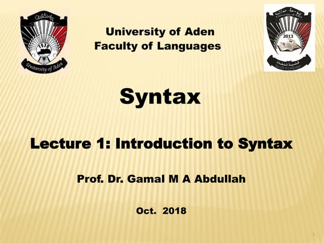 Lecture 1 Introduction To Syntax Pdf