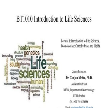Lecture 1_Intro to lifesciences_Biomolecules-Carbohydrates and Lipids ...