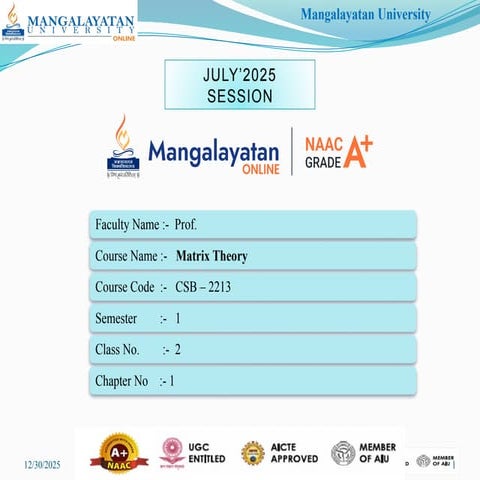 Basic introduction and types of matrices | PPTX