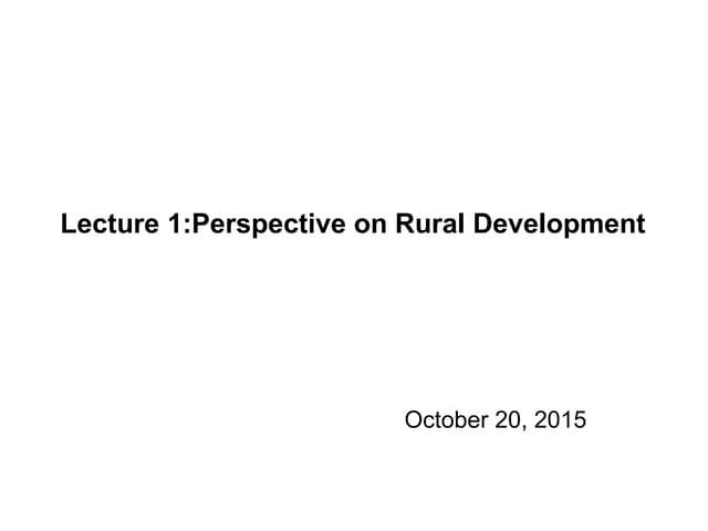 Participatory approaches to rural development | PPT