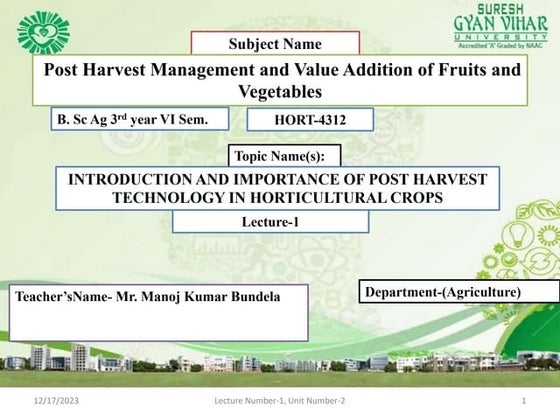 post harvest management of horticultural crops | PPTX