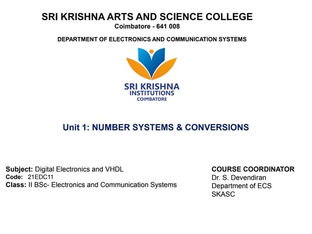 Lecture 1 Ppt Number Systems And Conversions Part Pptx