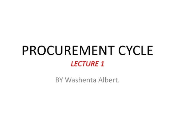 Introduction to procurement | PPT