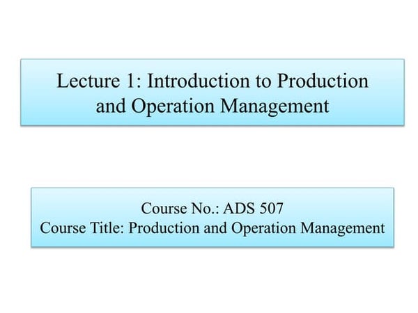 Chapter 8 Slides Operations Management