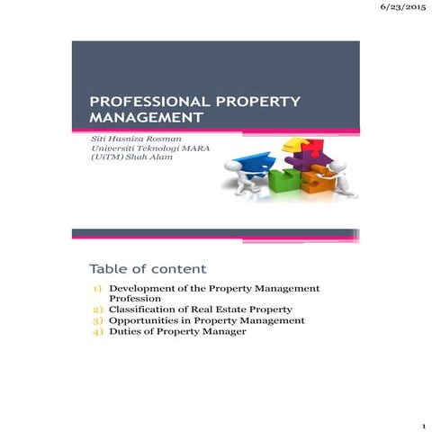 Lecture 1 professional property management | PDF