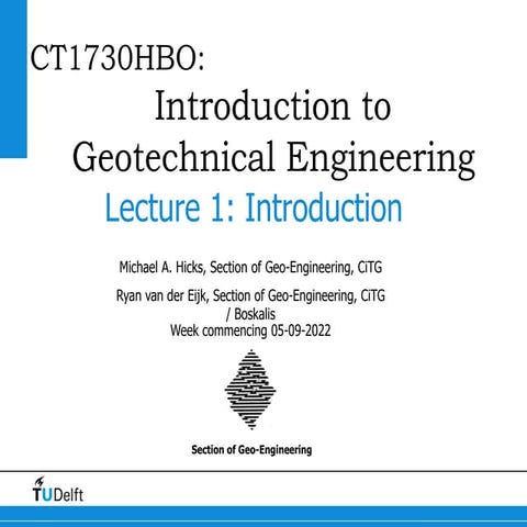 Lecture 1 September 2022 introduction to geotechnical engineering | PDF