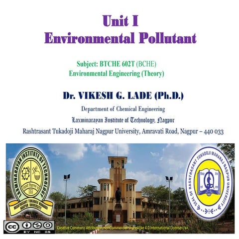 Lecture 1 unit i environmental pollutant | PPT