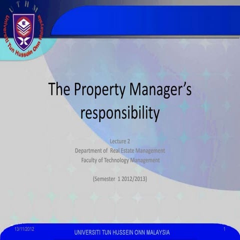 The Property Manager’s responsibility | PPTX