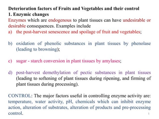 Processing of fruits and vegetables | PPT