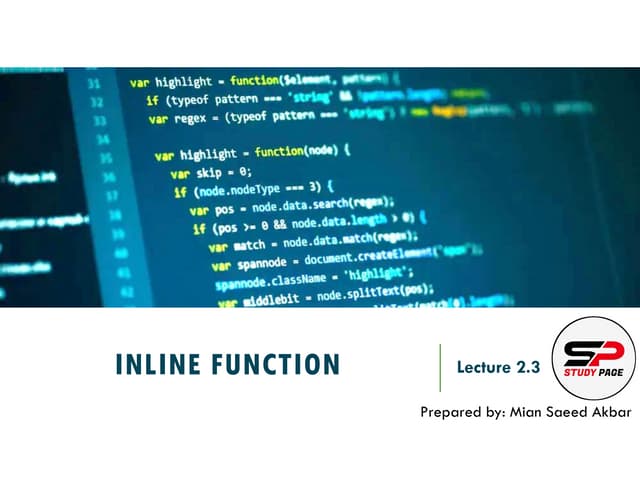 Lecture 2 3 Inline Function Pdf