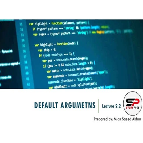 Lecture 2 2 Default Arguments Pdf