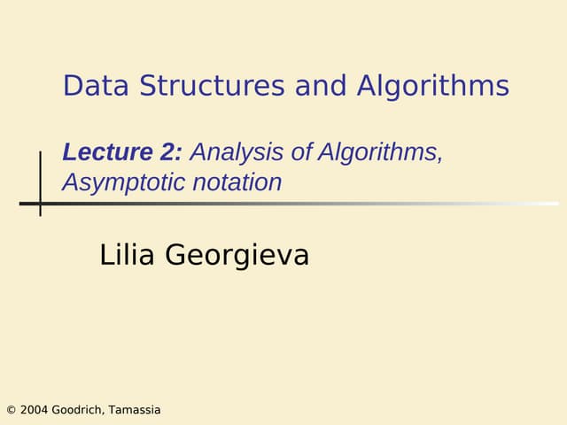 Data Structures And Algorithms Lecture 2 Analysis Of Algorithms 4654