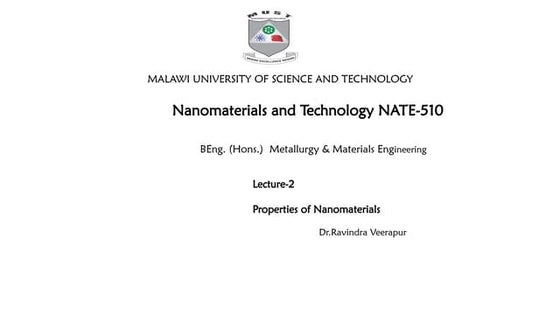 Introduction to Properties of nanomaterials | PPTX | Chemistry | Science