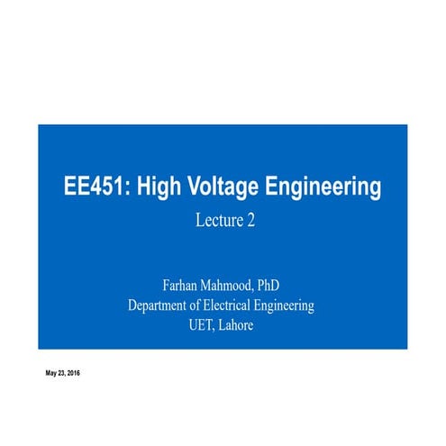 High Voltage Lecture 2 Lecture 2 Lecture 2 Pdf