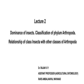 Dominance of insects, classification of phylum arthropoda | PPTX