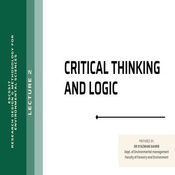 Lecture 2 RESEARCH DESIGN & METHODOLOGY FOR ENVIRONMENTAL SCIENCES | PDF