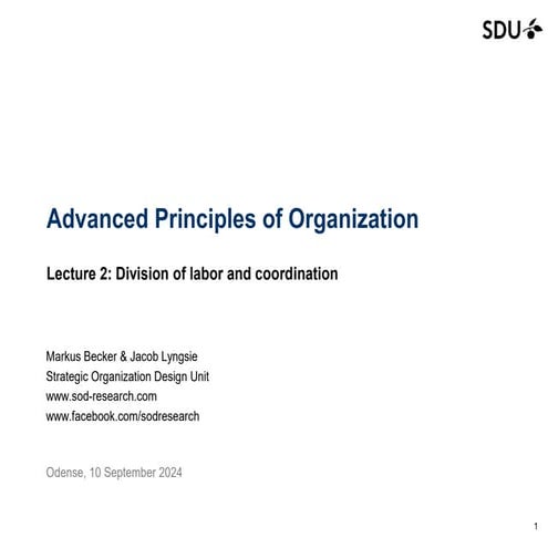 Lecture 2 of Advanced Principles of Organization | PDF